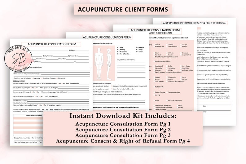 Acupuncture Intake Form Template Bundle, Health Consultation and ...