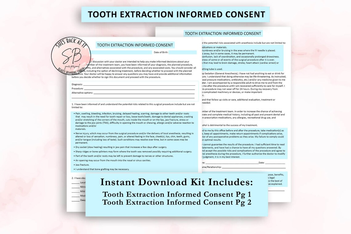 Tooth Extraction Consent Form, Tooth Extraction Informed Consent ...
