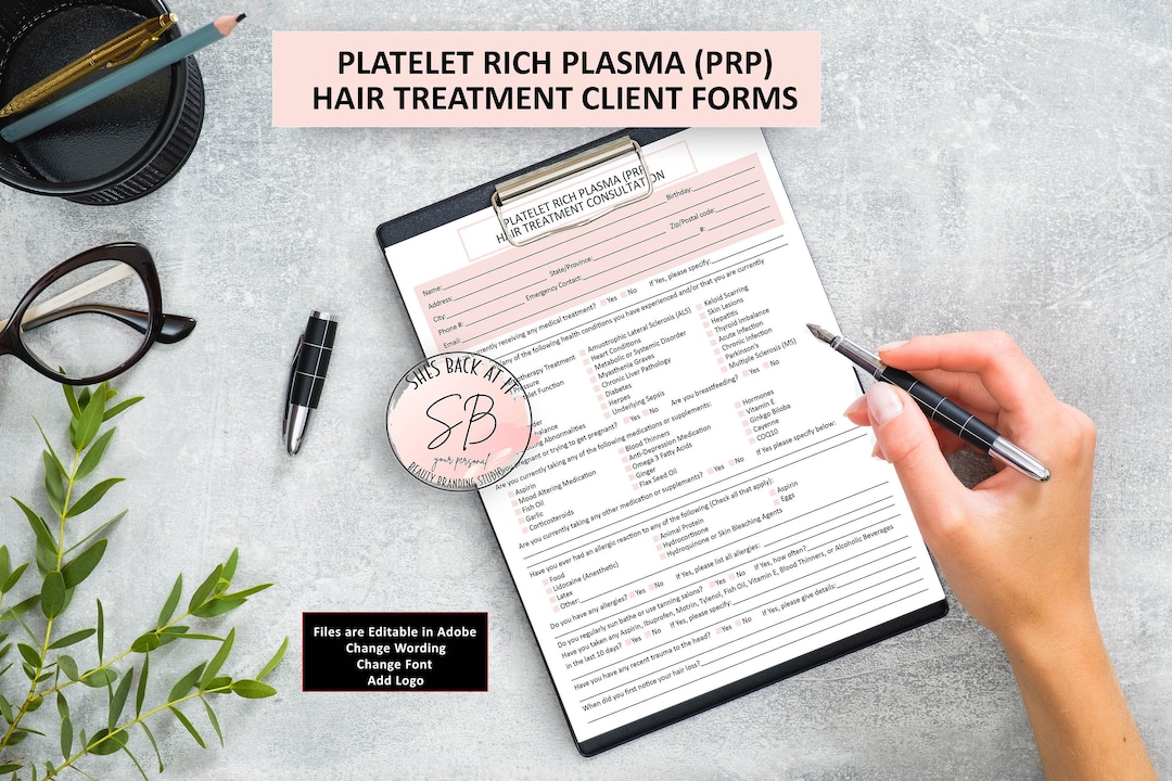 PRP Hair Treatment Intake Form, Platelet Rich Plasma Hair Treatment ...