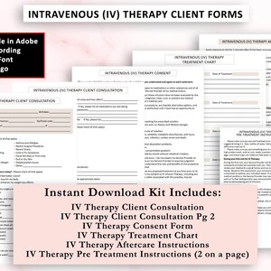 IV Therapy Consent, Intravenous Therapy Client Forms, Iv Drip Intake ...