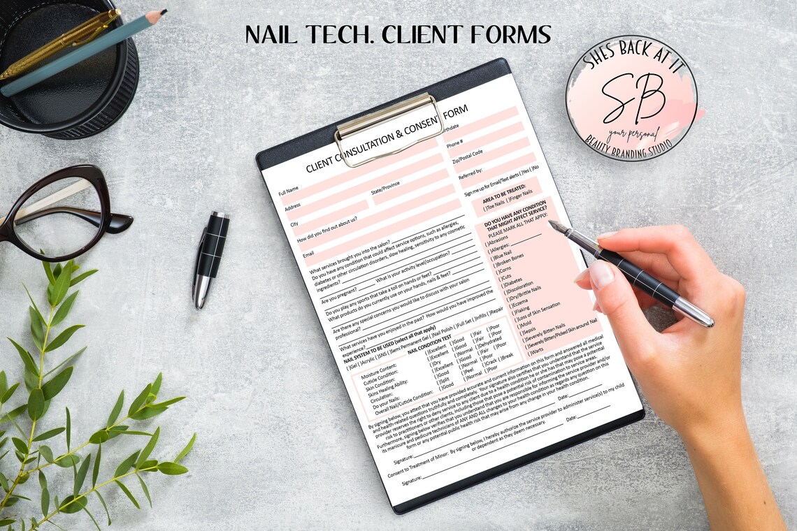 Nail Technician Consent Form Nail Tech Client Form Nailtech | Etsy