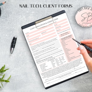 Nail Technician Consent Form, Nail Tech Client Form, Nailtech Consent ...