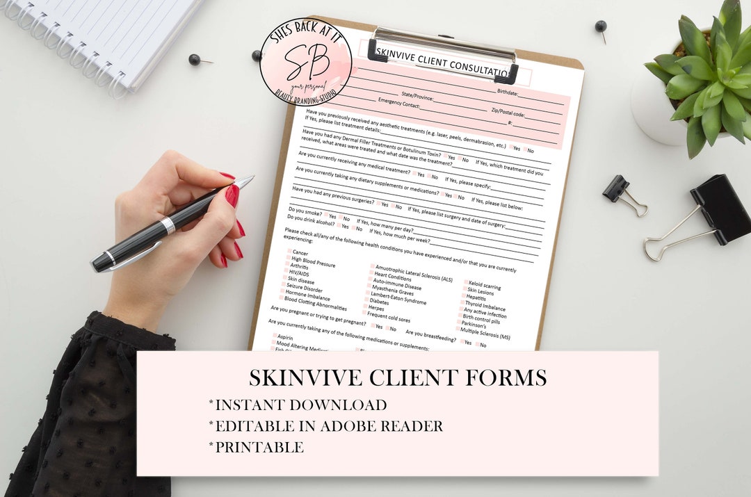 Skinvive Consultation Form, Intake Form, Consent Form, Pre and Post ...