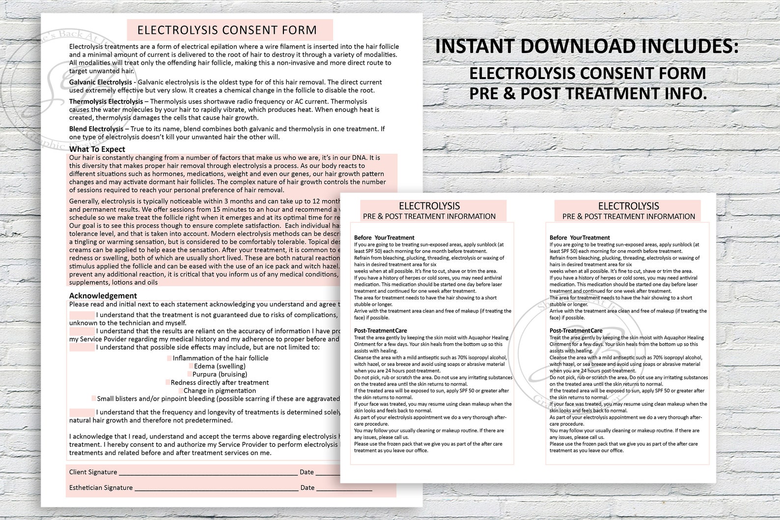 Electrolysis Consent Form Electrolysis Form Esthetician - Etsy