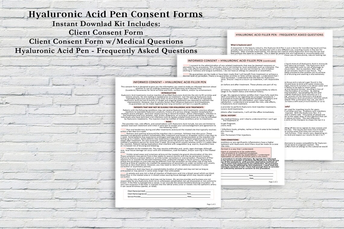 Hyaluronic Acid Pen Consent Form, Hyaluronic Acid Consent Forms ...