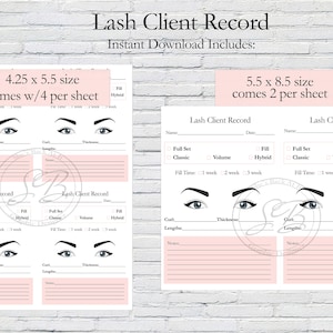 Lash Extension Client Form, Client Record Form, Client Information Card ...
