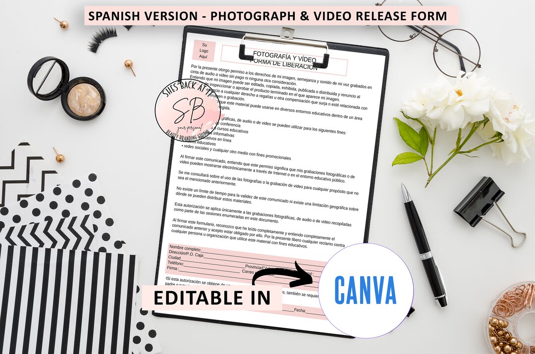 Photo Release Form Beauty - Spanish Version, Spanish Photo & Video ...