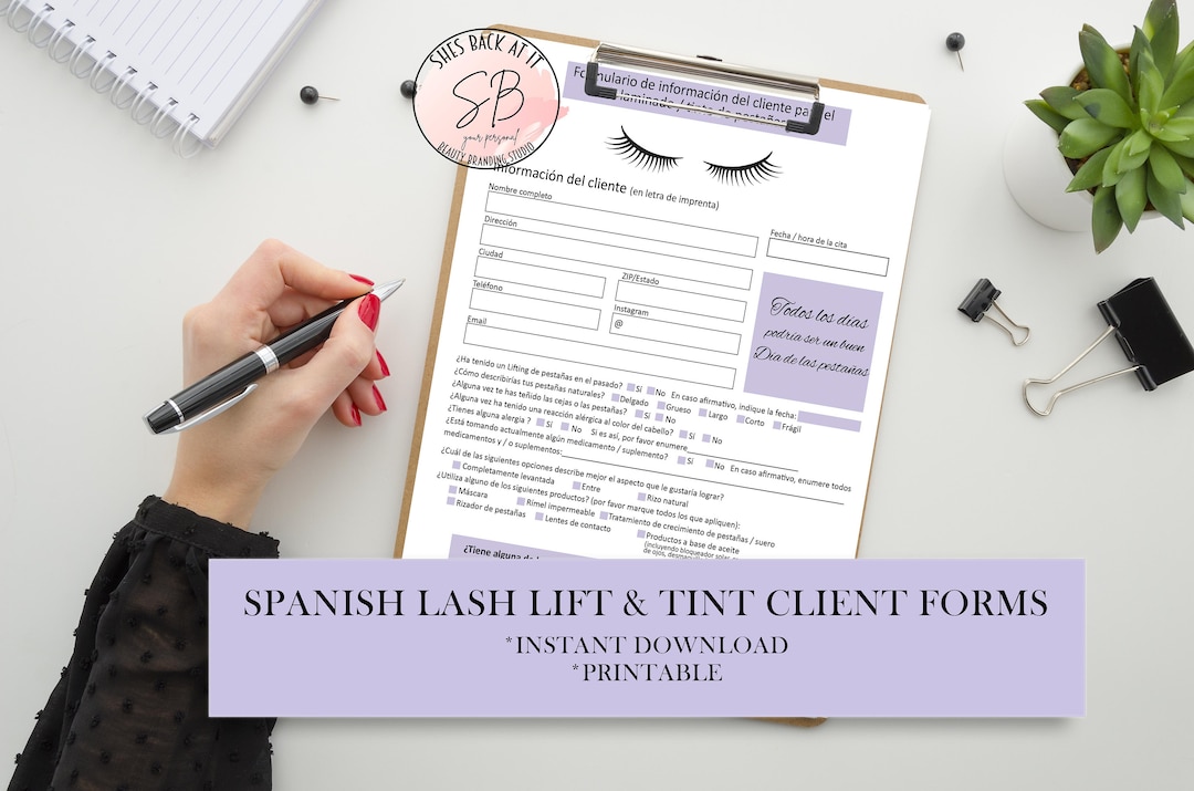 Spanish Lash Lift and Tint Intake Form, Lash Lift & Tint Consent ...