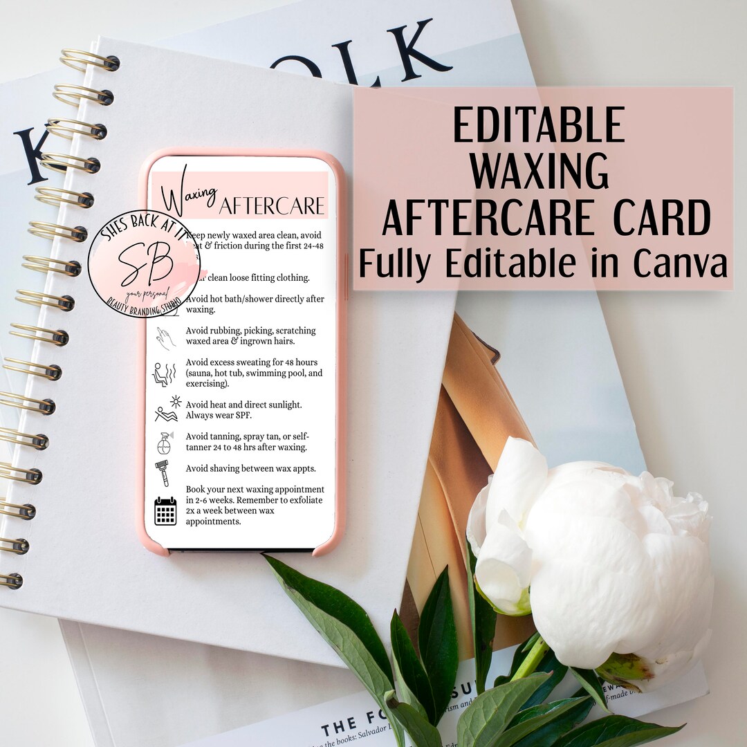 Waxing Aftercare Card, Editable Waxing After Care, Editable Waxing