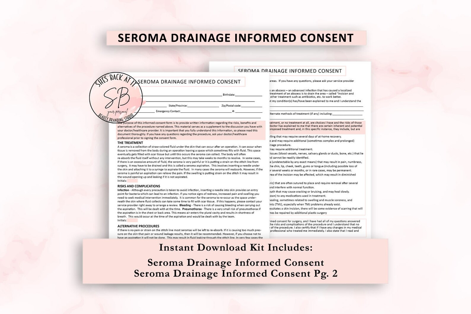 Seroma Drainage Consent Form, Seroma Aspiration Consent Form, Drainage ...