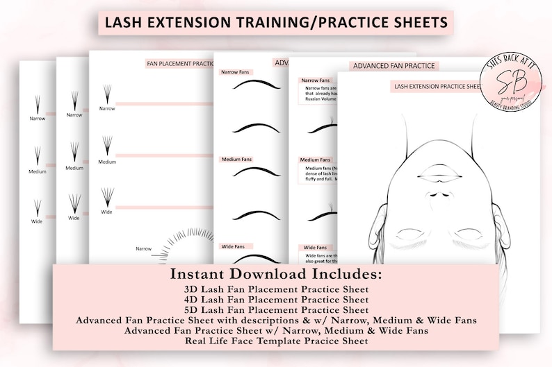 Eyelash Extension Practice Sheets, Eyelash Extension Forms, Lash Training Form, Lash Practice ...