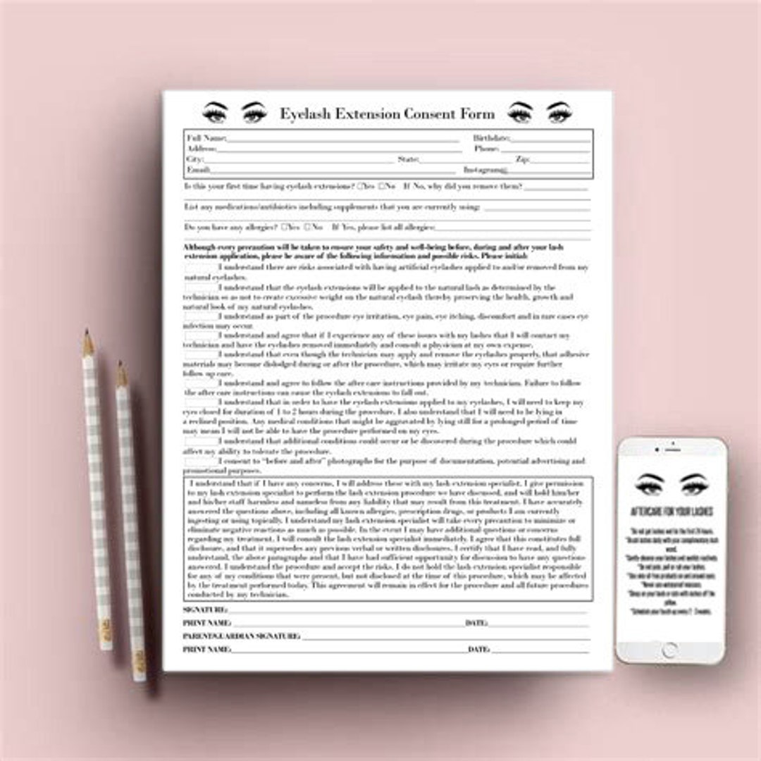 Eyelash Extension Client Consent Form, Consent Form, Client Release ...