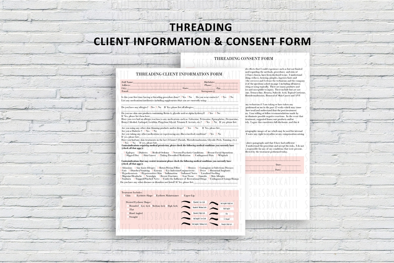 Threading Consultation Form, Threading Forms, Brow Threading Forms ...