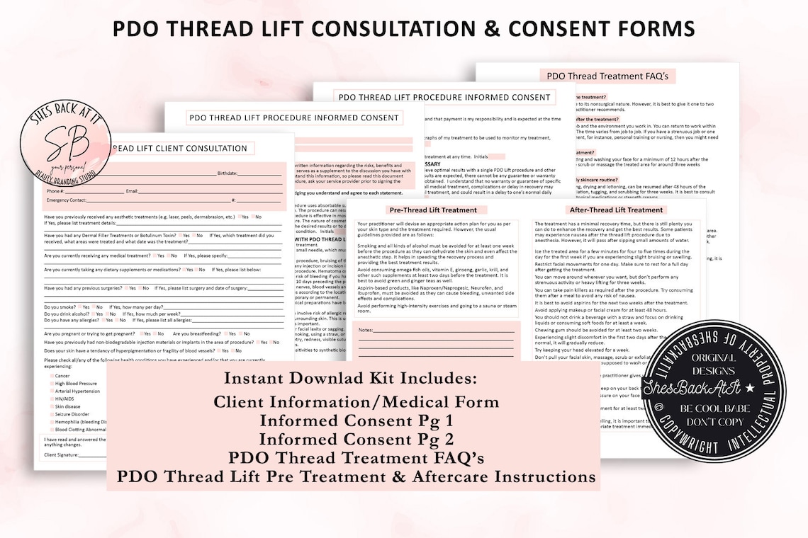 PDO Thread Lift Consent Form Thread Lift Consultation PDO | Etsy