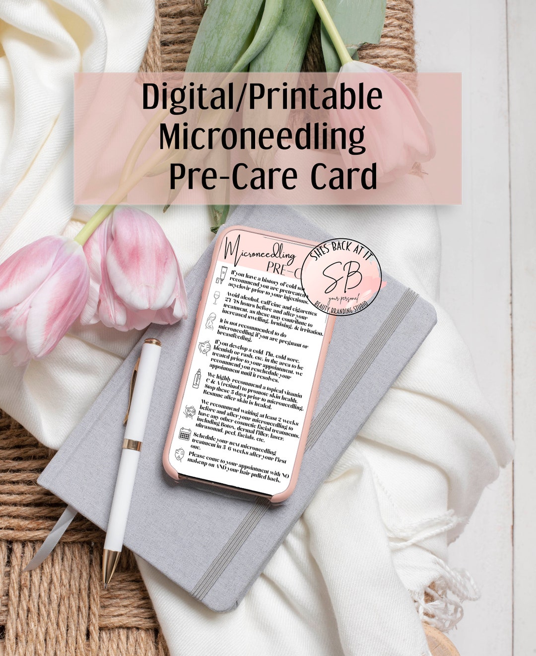 Microneedling Pre-care Card, Micro Needling Pre- Care, Digital ...