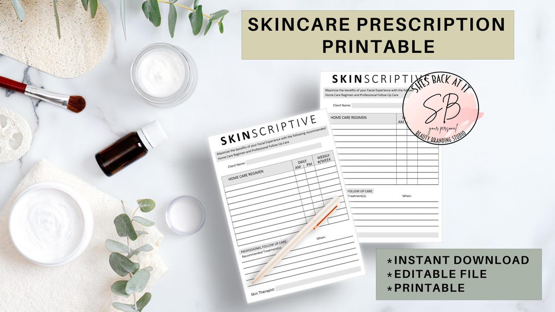 Skin Care Prescription Template, Esthetician Client Treatment Plan ...
