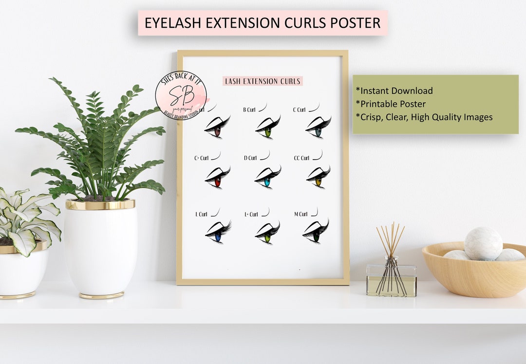 Lash Room Decor, Eyelash Room, Lash Wall Art, Lash Curl Guide, Lash ...