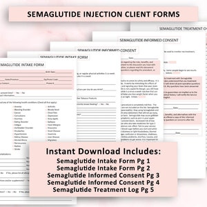 Semaglutide Injection Intake Form, Semaglutide Consent Form, Weight ...