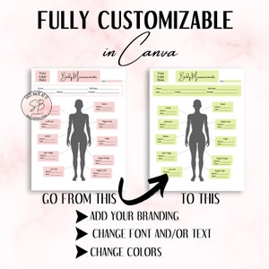 Body Measurement Tracker Form, Fitness Tracker, Body Measurement ...