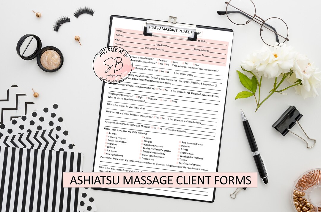 Ashiatsu Massage Consultation and Consent Forms, Client Intake ...