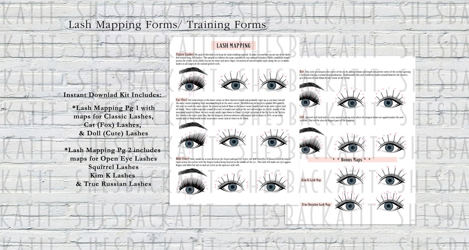 Eyelash Extension Mapping Sheets, Eyelash Extension Forms, Lash Mapping ...