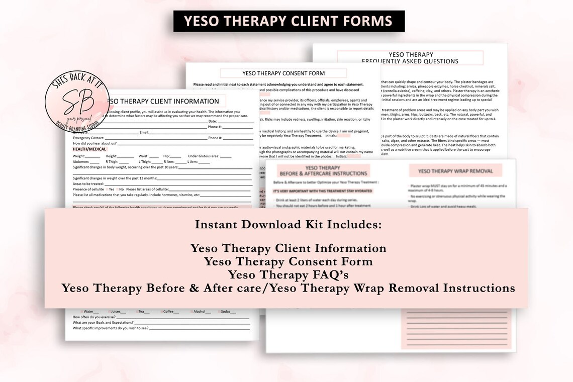 Yeso Therapy Wrap Intake Form, Yesotherapy Consent Form, Yeso Wrap ...