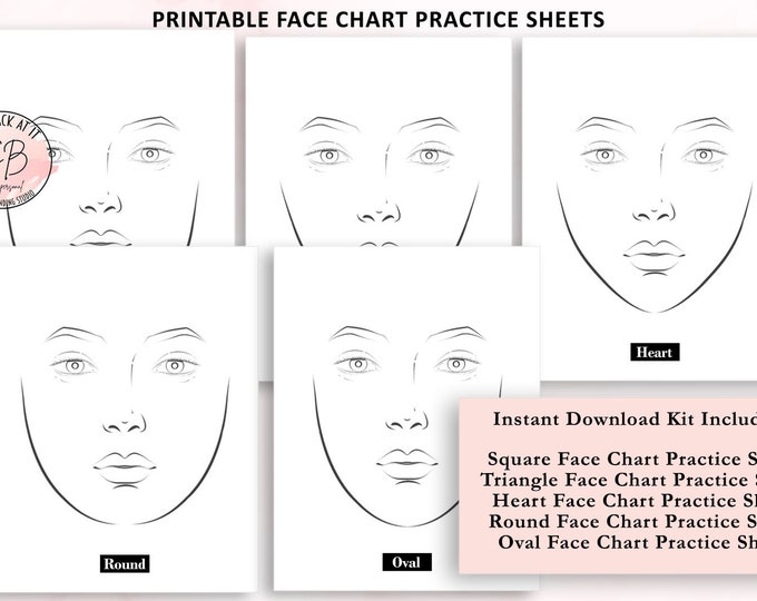 Makeup Face Chart, Face Chart Practice Sheets, Printable Make up ...