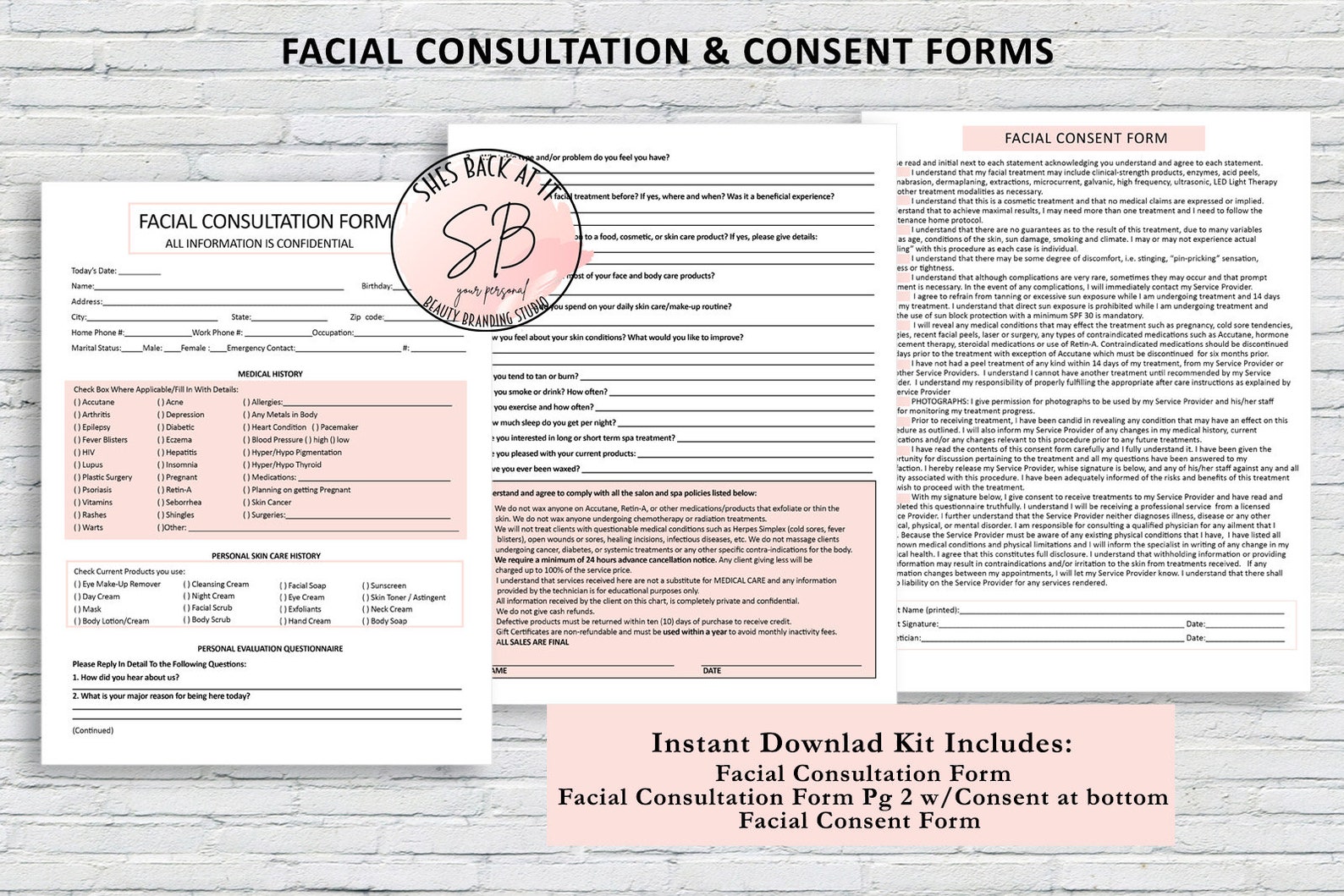 Facial Consultation Form, Facial Forms, Esthetician Consent Forms ...