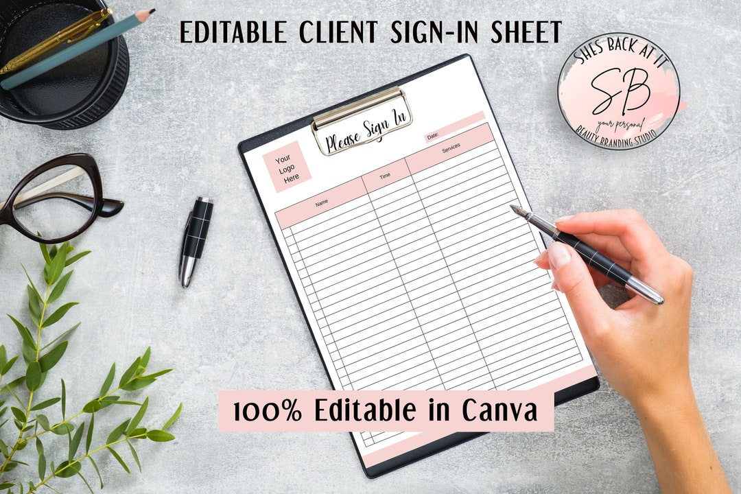 Editable Sign in Sheet, Client Sign in Sheet, Spa Client Check in Sheet ...