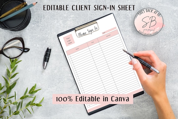 Editable Sign in Sheet Client Sign in Sheet Spa Client Check - Etsy