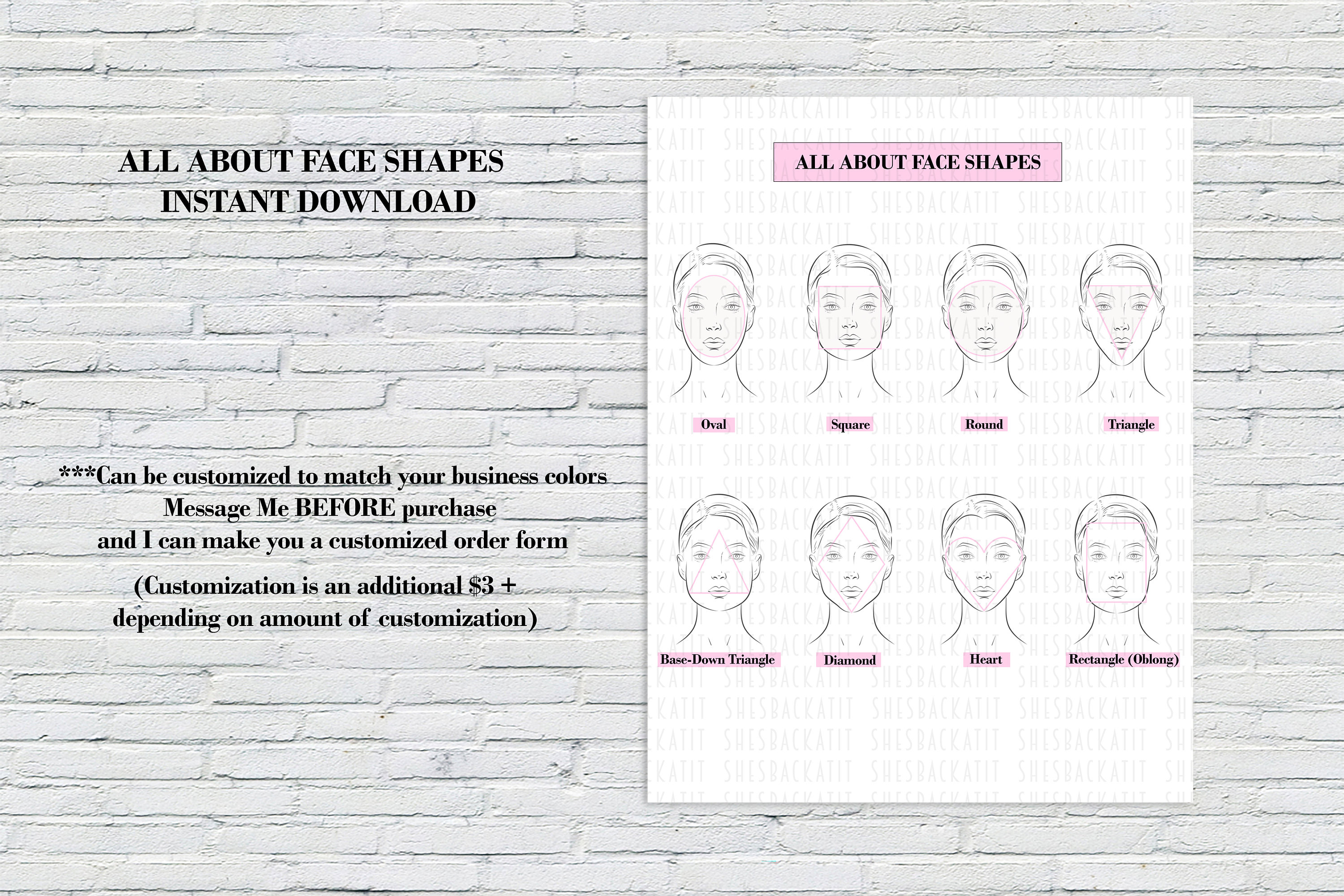 Makeup Artist Face Shape Guide Face Shapes Guide Face | Etsy