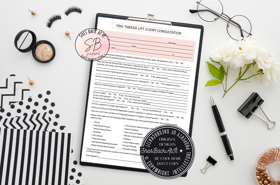 PDO Thread Lift Consent Form Thread Lift Consultation PDO | Etsy
