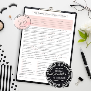 PDO Thread Lift Consent Form, Thread Lift Consultation, PDO Thread Lift ...