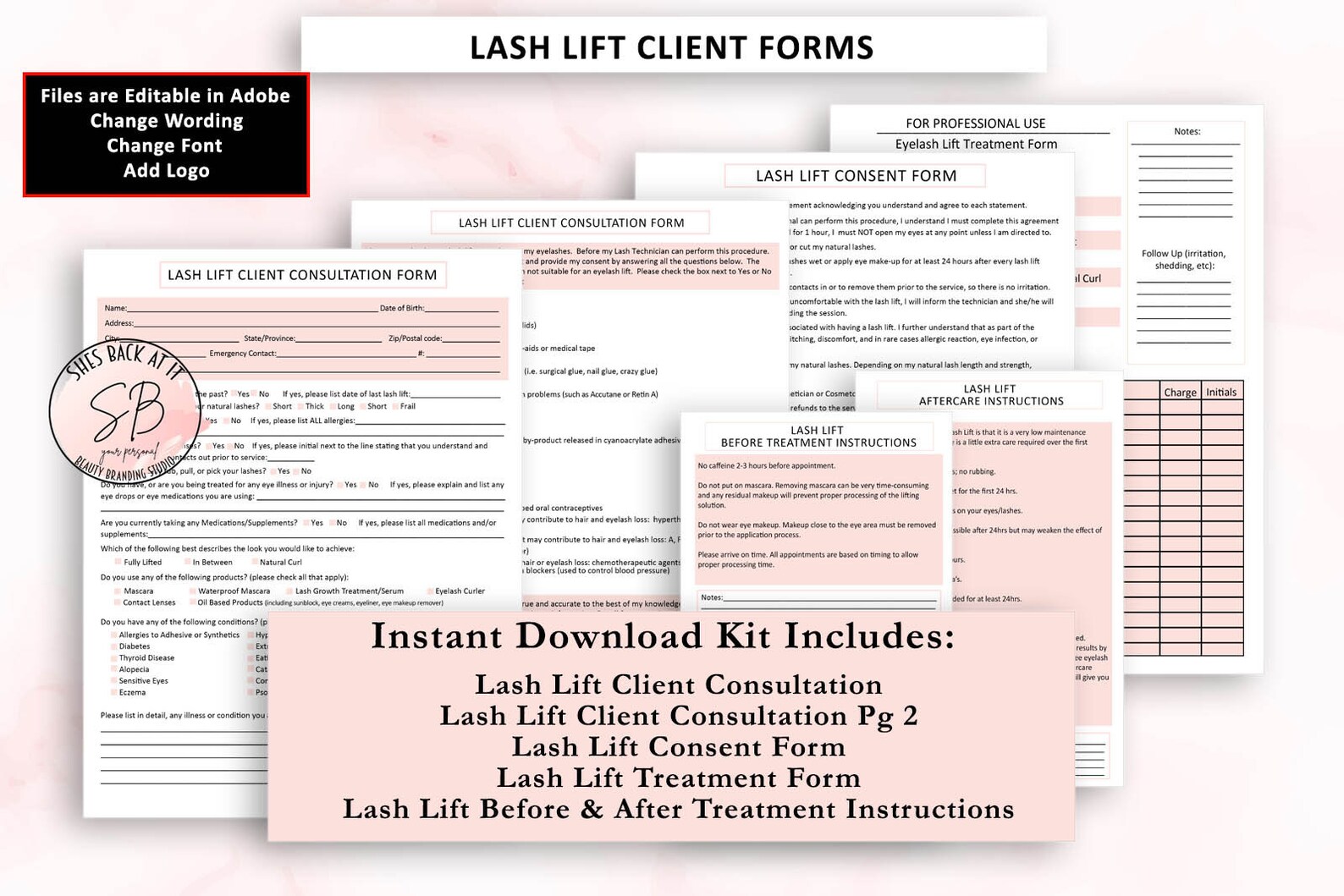 Lash Lift Client Forms, Lash Lift Consent Form, Editable Lash Lift ...