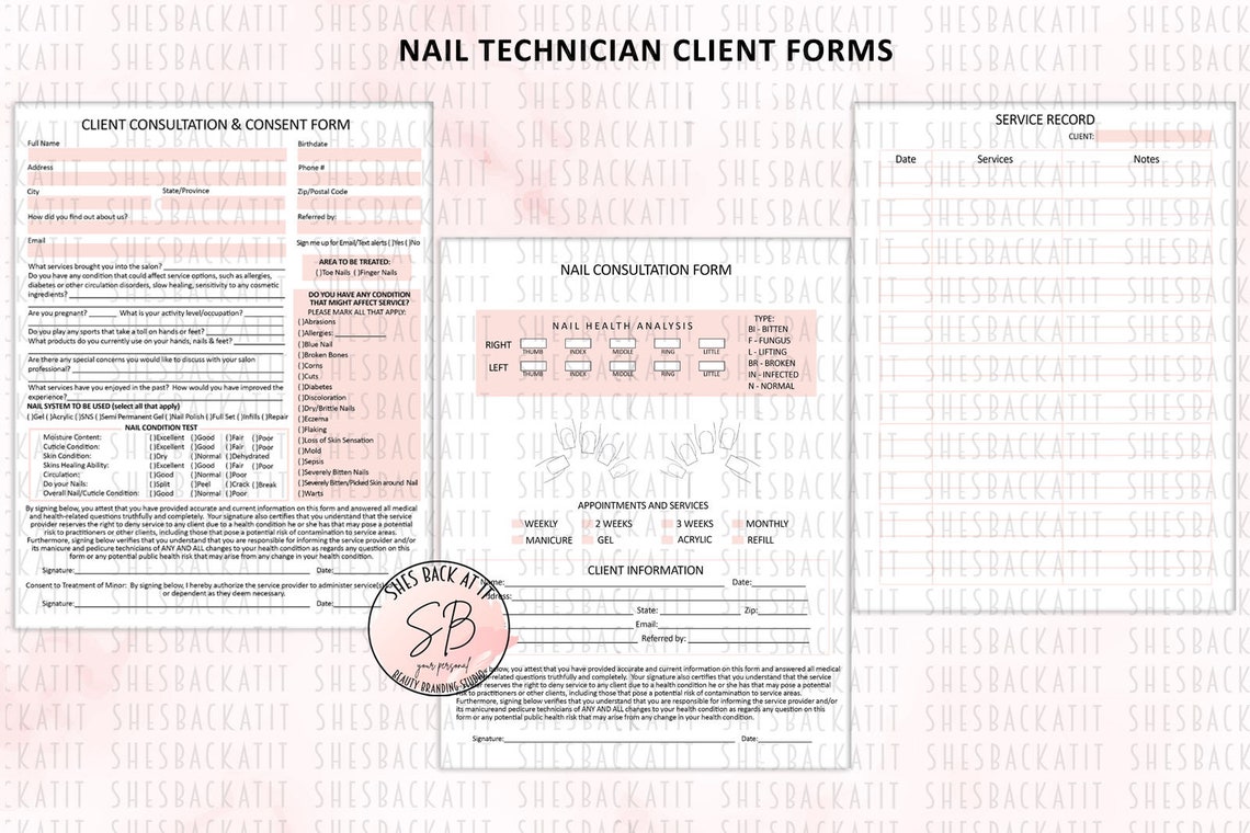 Nail Technician Consent Form Nail Tech Client Form Nailtech | Etsy