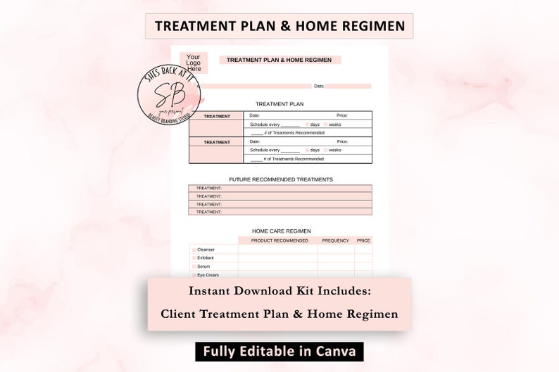 Client Treatment Plan, Skin Care Treatment Plan, Home Care Regimen ...