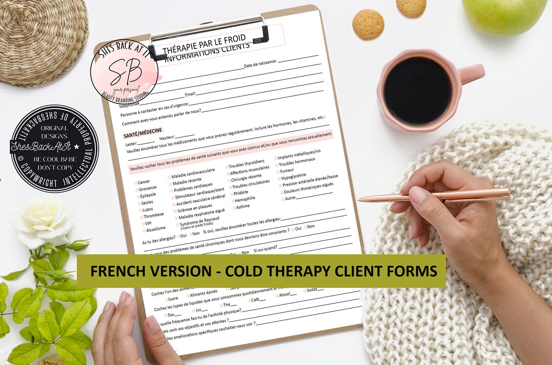 French Cold Therapy Treatment Consent Form, French Ice Therapy Consent ...