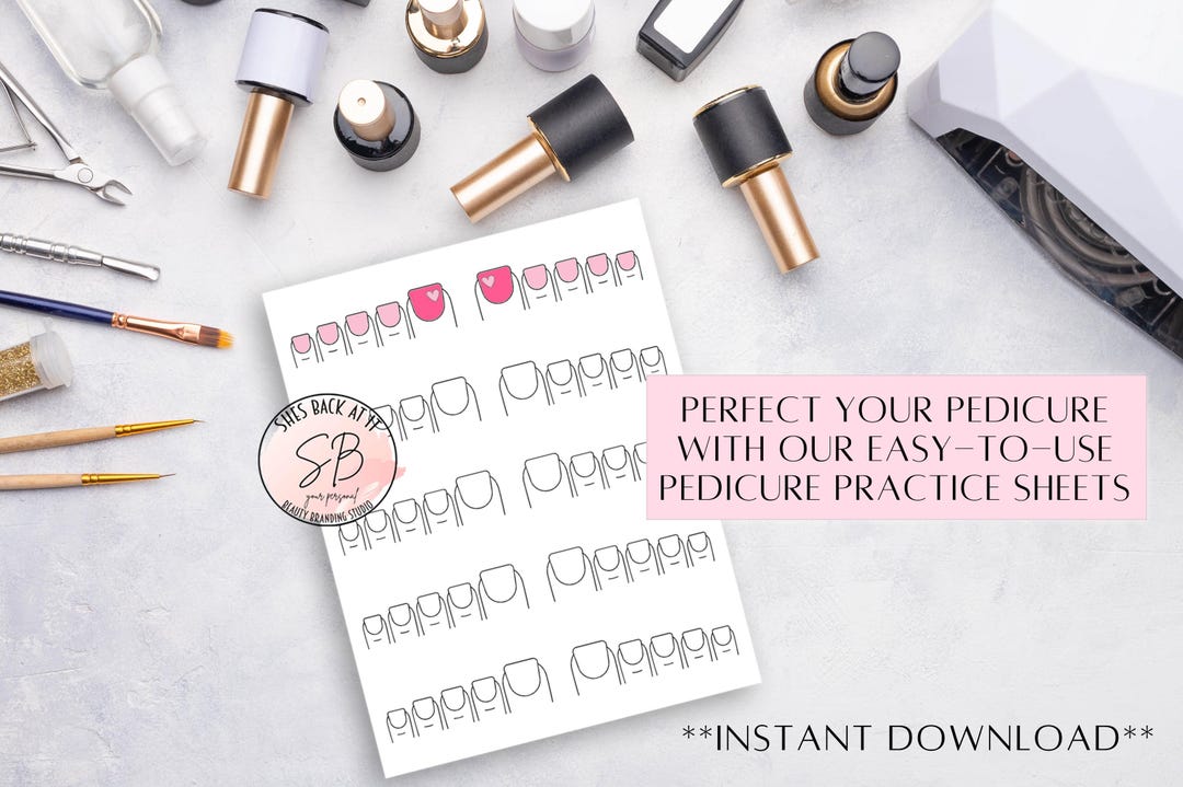 Toe Nail Practice Template, Pedicure Nail Design Printable, Nail Tech ...