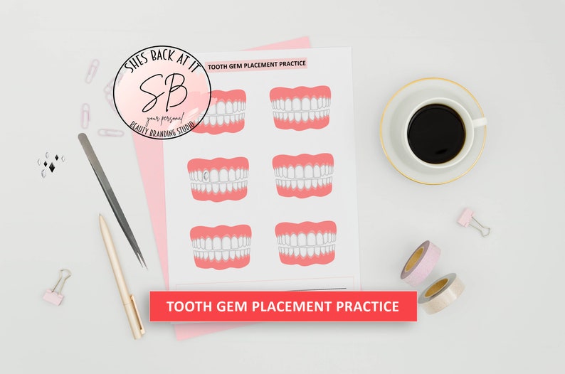 Tooth Gem Practice Sheet, Tooth Gem Forms, Tooth Gem Placement Practice ...