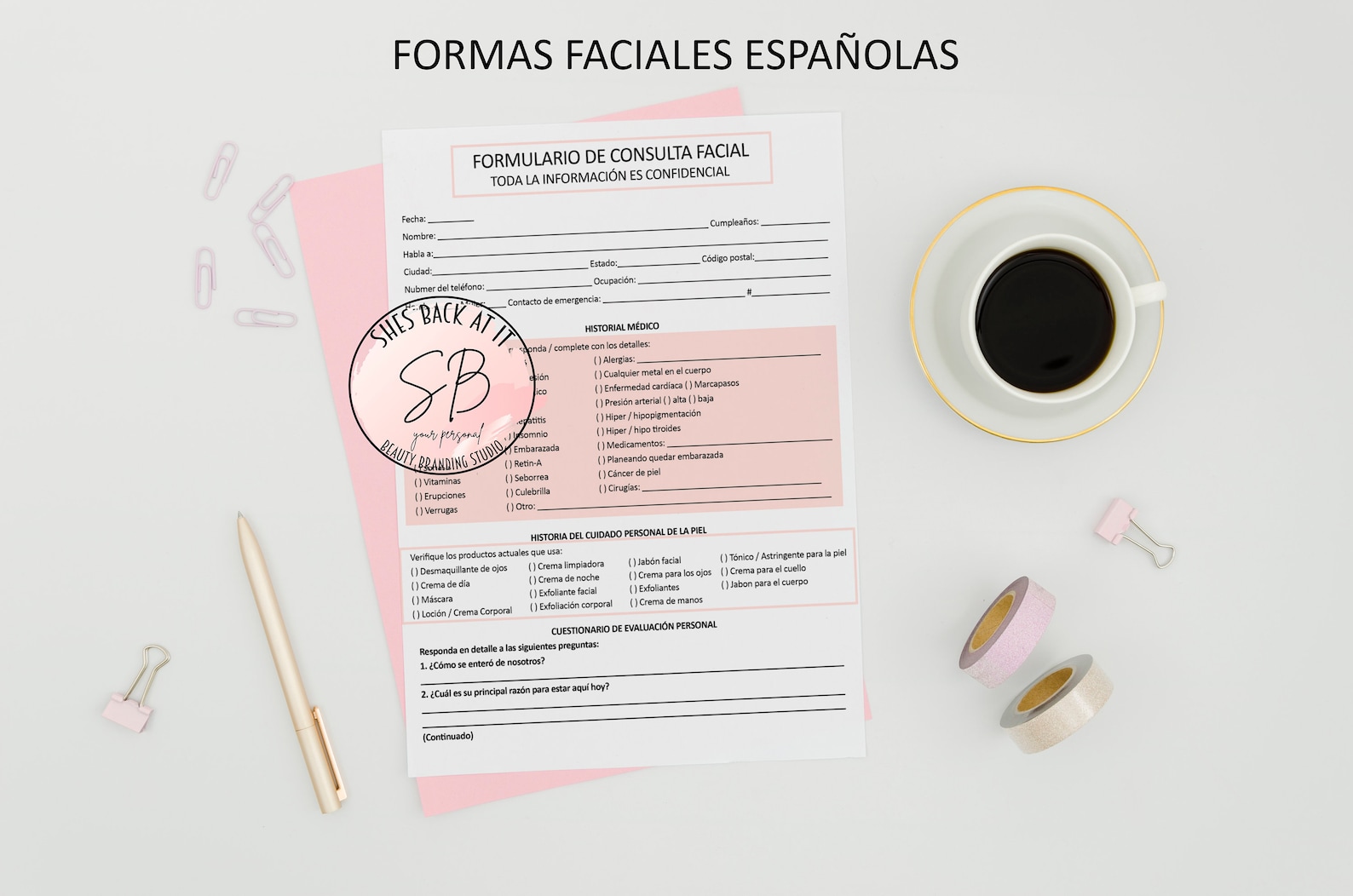 Spanish Facial Consultation Form Facial Forms Esthetician - Etsy