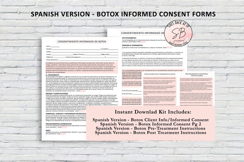 Spanish Version Botox Informed Consent Forms, Spanish Botox Consent ...