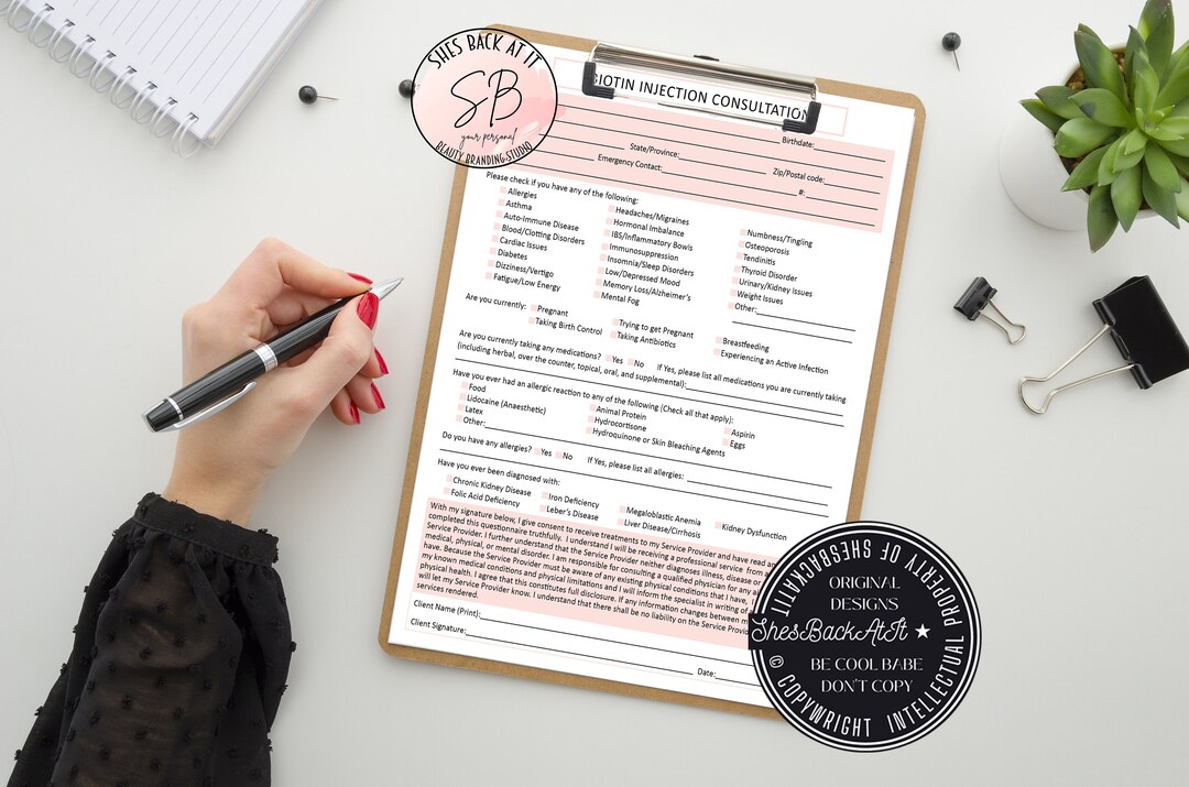 Biotin Injection Consultation and Consent Forms, Biotin Consultation ...