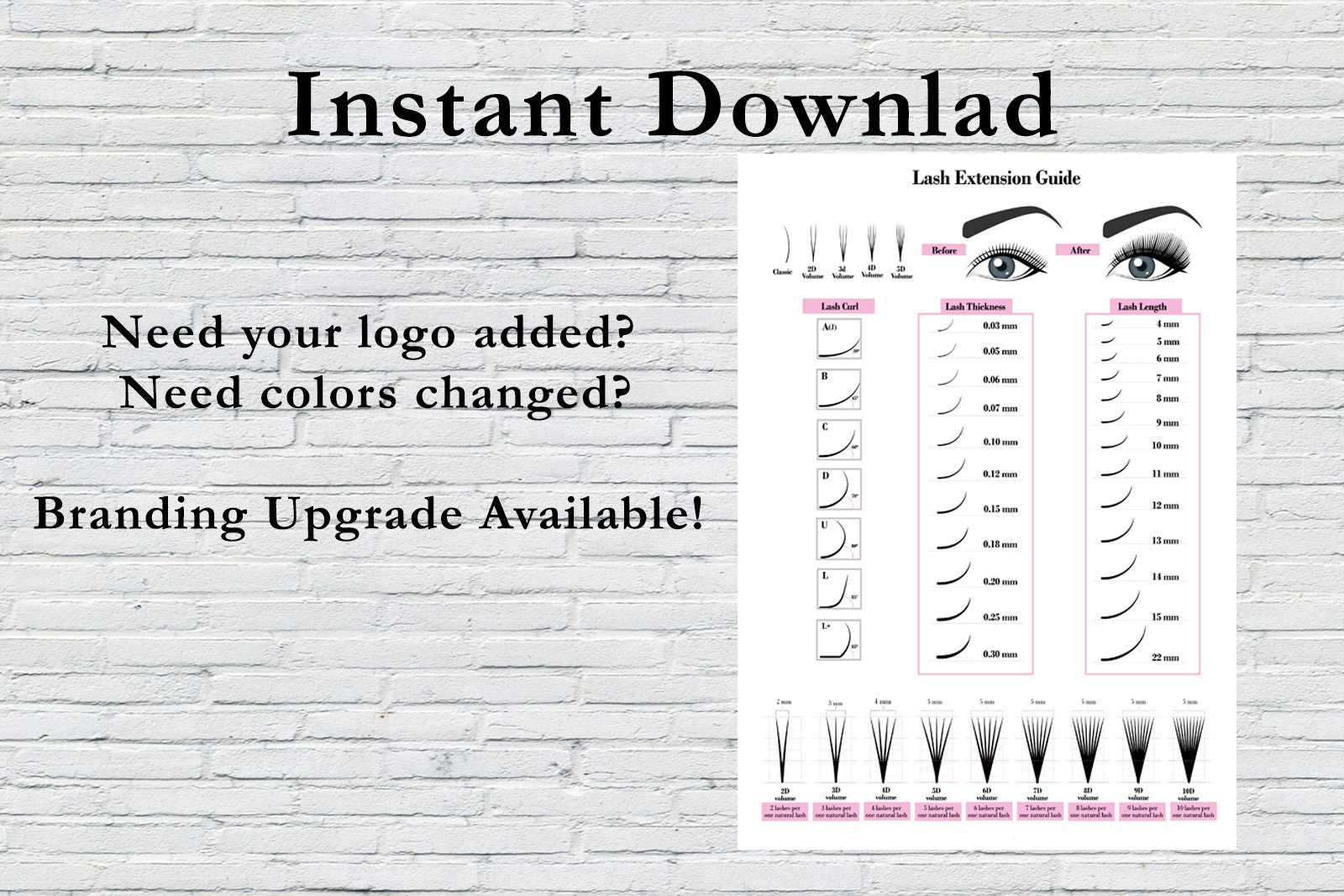 Eyelash Extension Guide, Lash Extension Guide, Printable, Eyelash ...