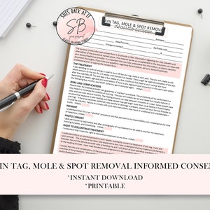 Skin Tag Removal Consent Form With Treatment Chart, Mole Removal ...