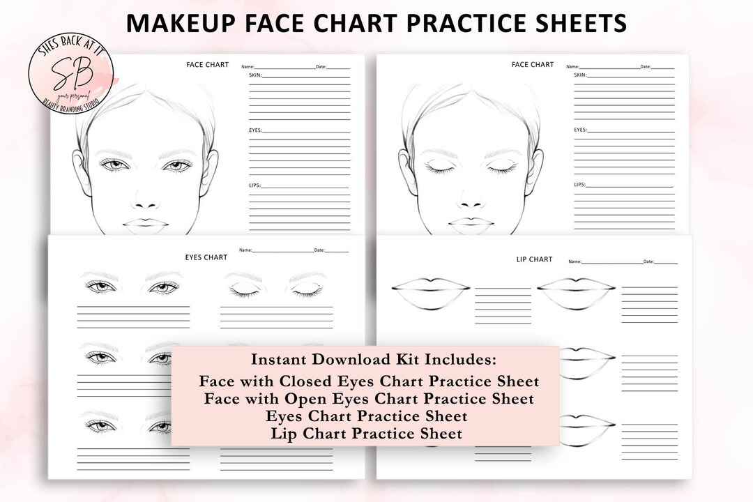 Makeup Artist Templates, Makeup Artist Practice Sheets, Freelance ...