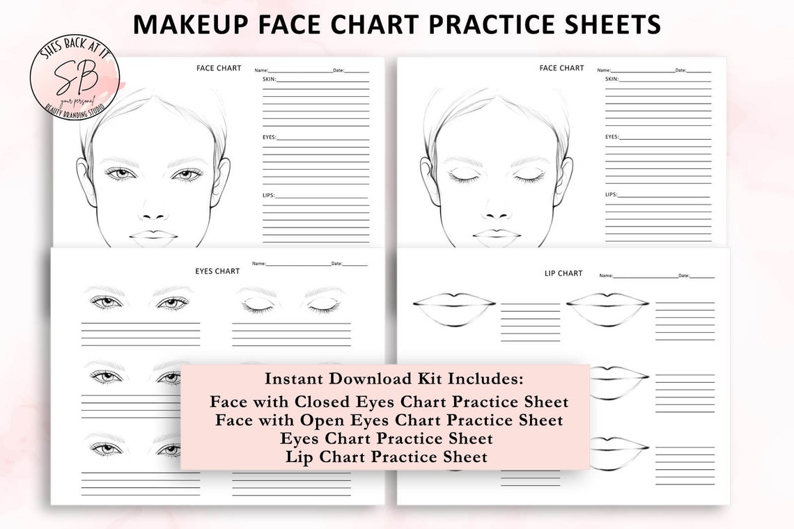 Makeup Artist Templates, Makeup Artist Practice Sheets, Freelance ...