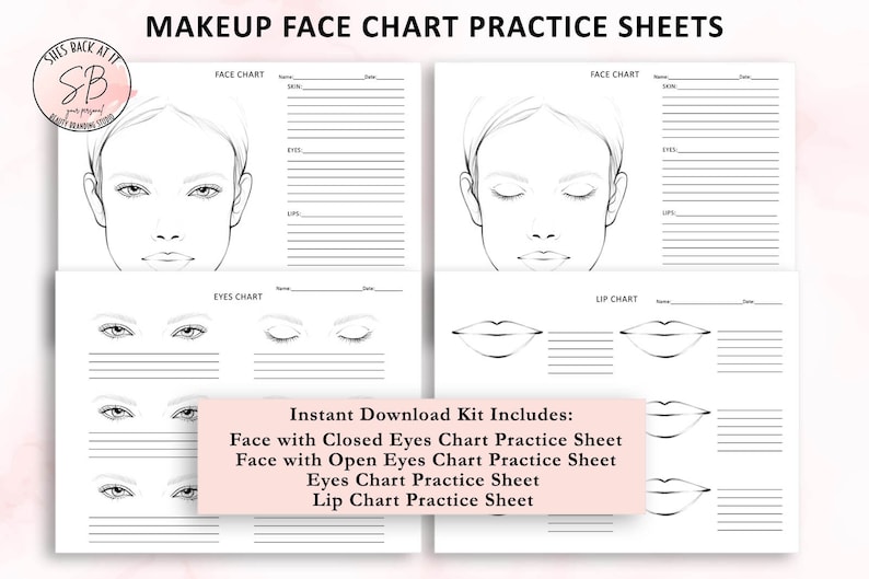 Makeup Artist Templates Makeup Artist Practice Sheets - Etsy
