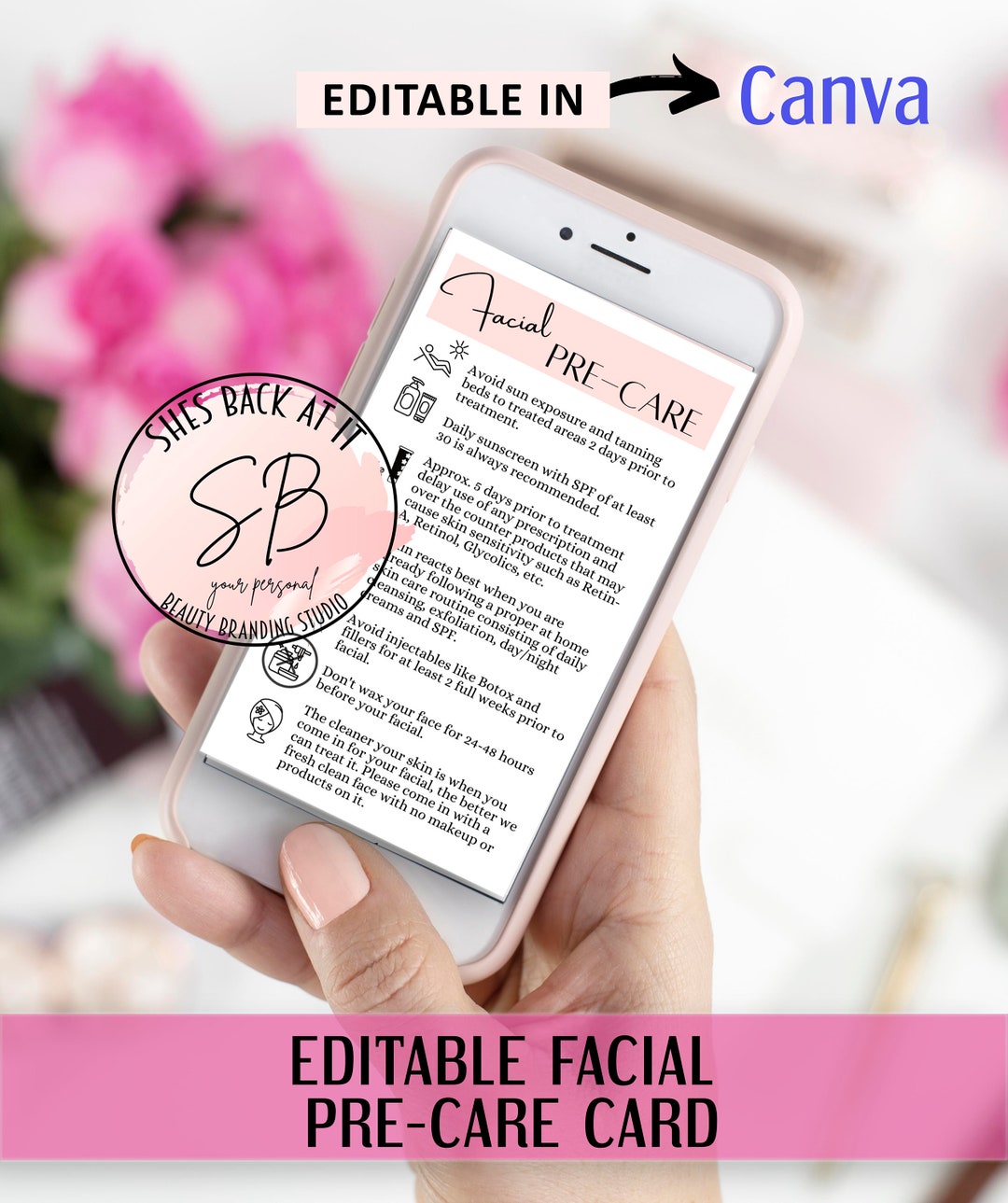 Editable Facial Precare Card Template (digital Download) - Etsy Canada