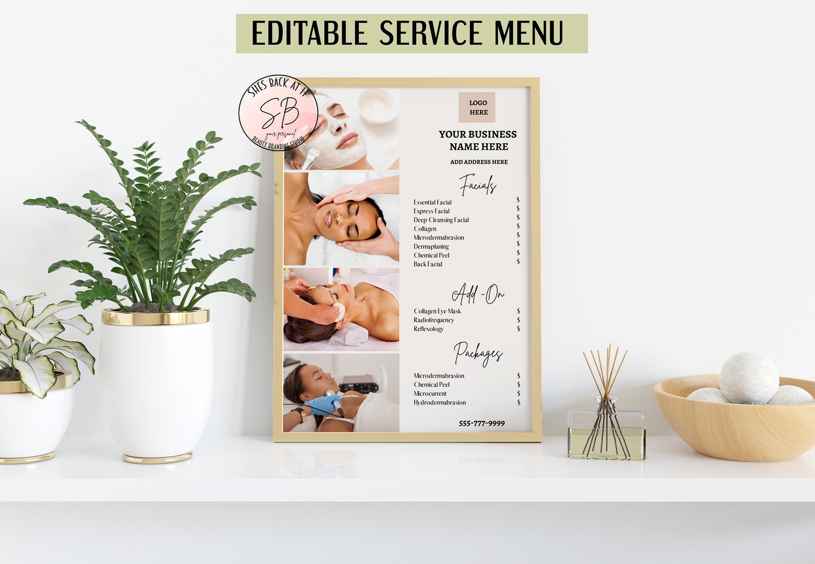 Esthetician Price List, Editable Price List Menu, Day Spa Price List ...