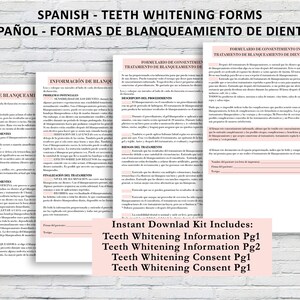 Spanish Teeth Whitening Client Forms, Spanish Teeth Whitening Consent ...